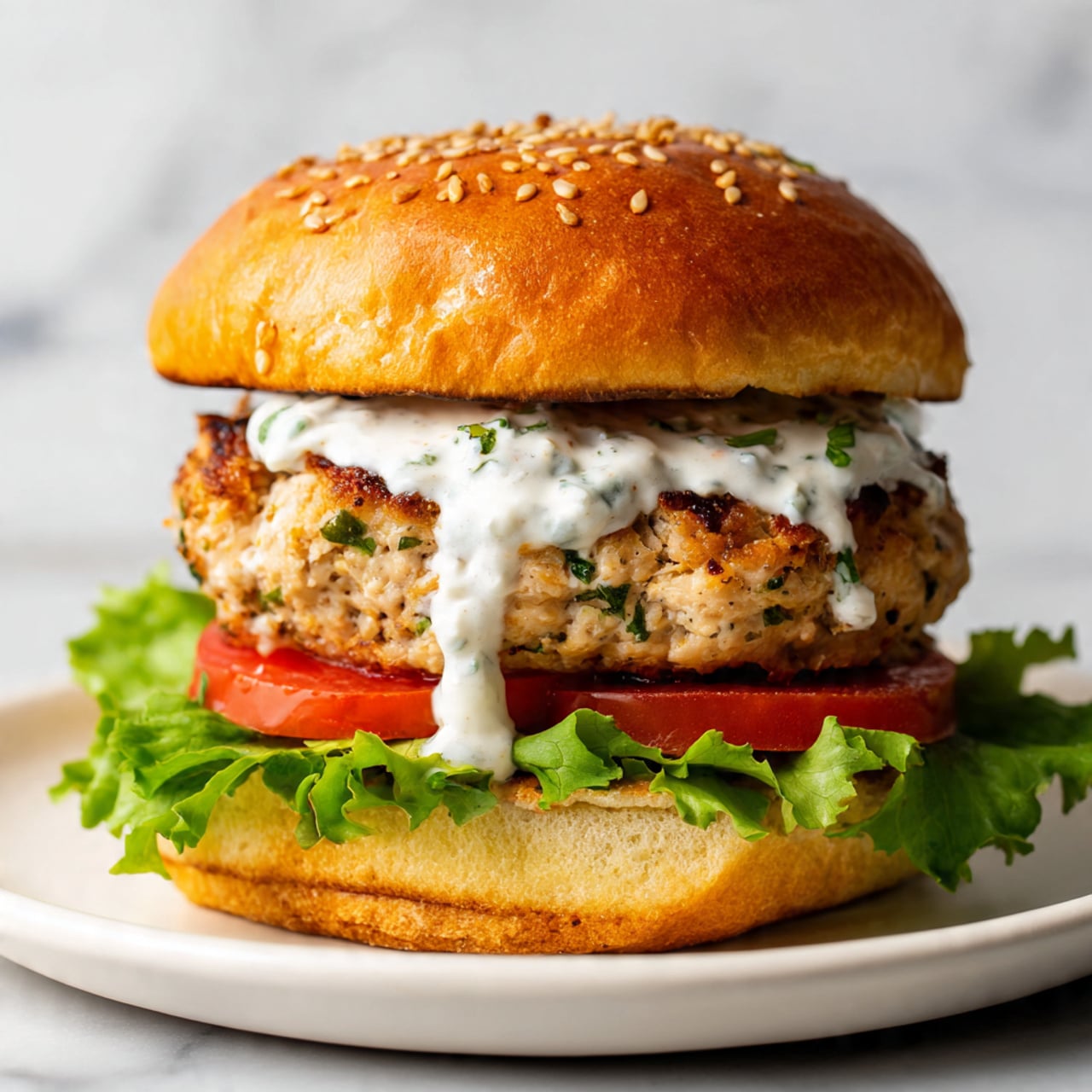 Herbed Chicken Burger with Savory Herb Mayo - Delicious & Juicy