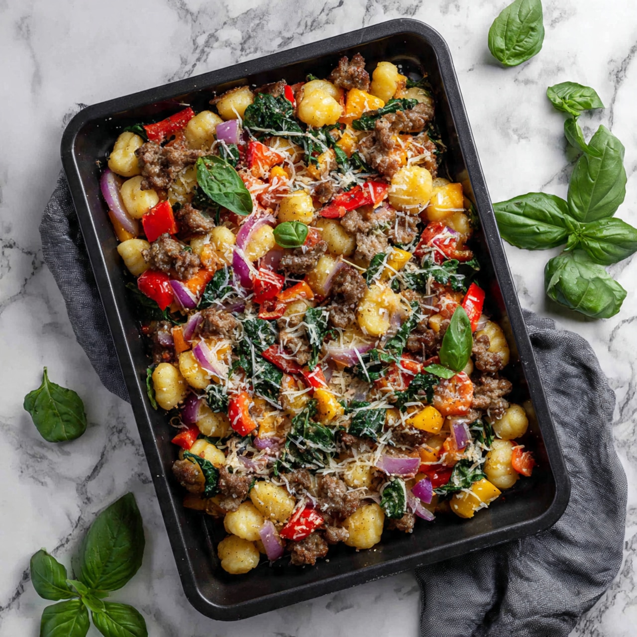Sheet Pan Gnocchi with Kielbasa and Vegetables | Easy & Flavorful